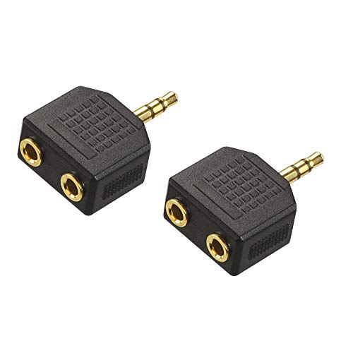 VCE 2-Pack 3.5mm Headphone Y Splitter, Gold Plated 3.5mm 1/8 inch Male to Dual Female Stereo Jack Adapter Converter