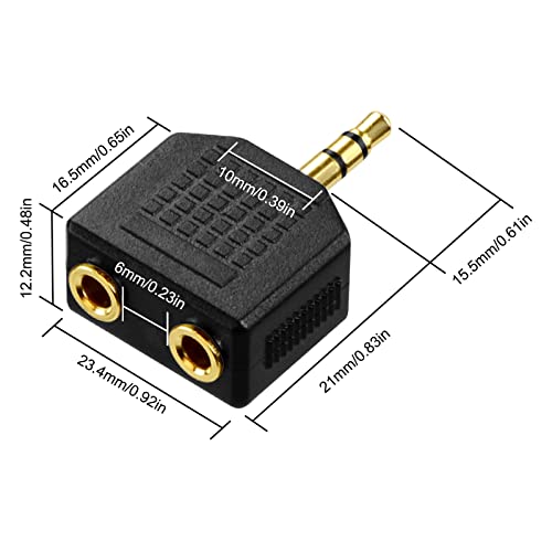 VCE 2-Pack 3.5mm Headphone Y Splitter, Gold Plated 3.5mm 1/8 inch Male to Dual Female Stereo Jack Adapter Converter