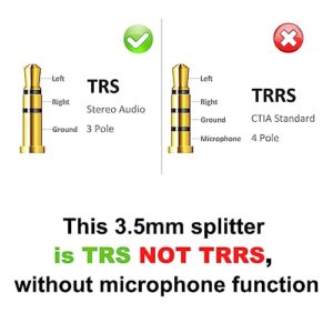 VCE 2-Pack 3.5mm Headphone Y Splitter, Gold Plated 3.5mm 1/8 inch Male to Dual Female Stereo Jack Adapter Converter