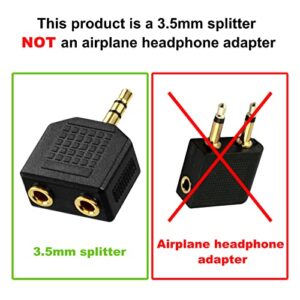 VCE 2-Pack 3.5mm Headphone Y Splitter, Gold Plated 3.5mm 1/8 inch Male to Dual Female Stereo Jack Adapter Converter