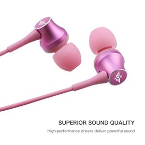 Earbuds in Ear Headphones - with Mic/Controller for iPhone Samsung ipad iPod(Pink)