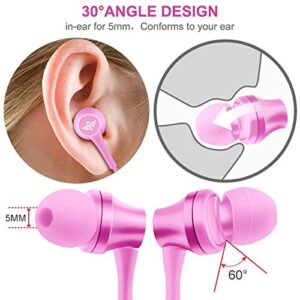 Earbuds in Ear Headphones - with Mic/Controller for iPhone Samsung ipad iPod(Pink)