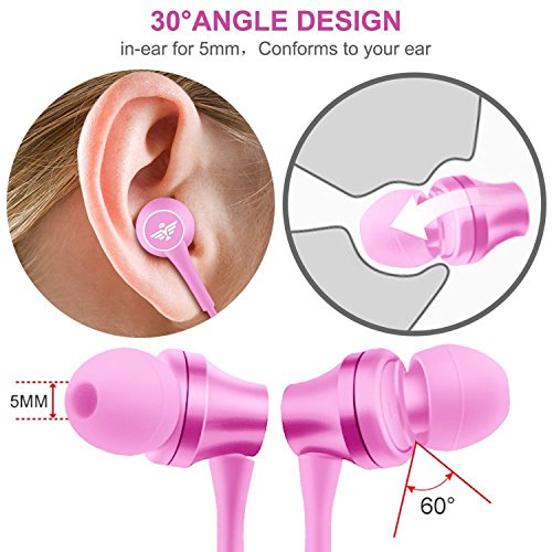 Earbuds in Ear Headphones - with Mic/Controller for iPhone Samsung ipad iPod(Pink)