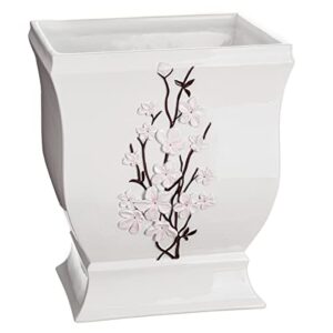 creative scents white trash can - decorative elegant designed wastebasket - durable small bathroom trash can - waste basket for bathroom, powder room, bedroom or living room decor (vanda style)