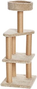 amazon basics cat tree indoor climbing activity tower with scratching posts, large, 17.7" x 45.9", beige