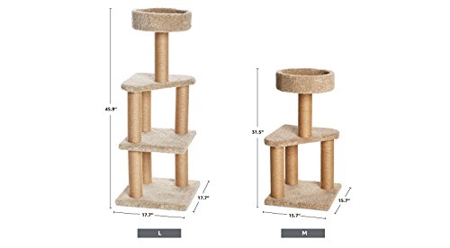 Amazon Basics Cat Tree Indoor Climbing Activity Tower with Scratching Posts, Large, 17.7" x 45.9", Beige