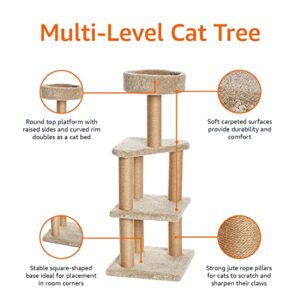 Amazon Basics Cat Tree Indoor Climbing Activity Tower with Scratching Posts, Large, 17.7" x 45.9", Beige