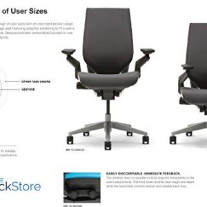 Steelcase Gesture Office Desk Chair with Headrest Plus Lumbar Support Cogent Connect Licorice 5S26 Fabric High Black Frame