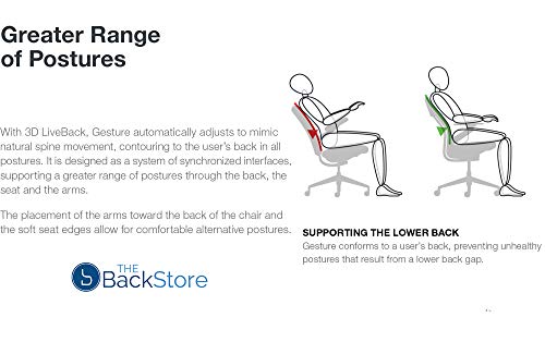 Steelcase Gesture Office Desk Chair with Headrest Plus Lumbar Support Cogent Connect Licorice 5S26 Fabric High Black Frame