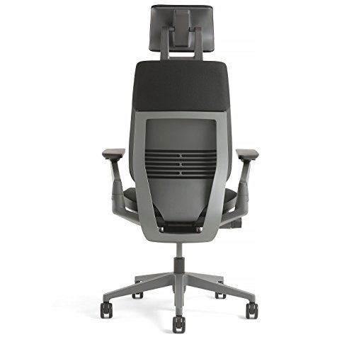 Steelcase Gesture Office Desk Chair with Headrest Plus Lumbar Support Cogent Connect Licorice 5S26 Fabric High Black Frame