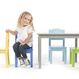 Humble Crew, Grey/Blue/Green/Yellow Kids Wood Table and 4 Chairs Set