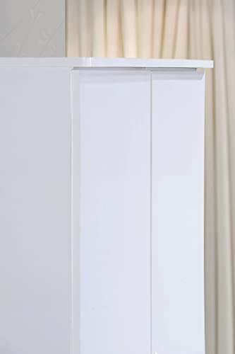 HODEDAH IMPORT Two Door Wardrobe, with Two Drawers, and Hanging Rod, White.