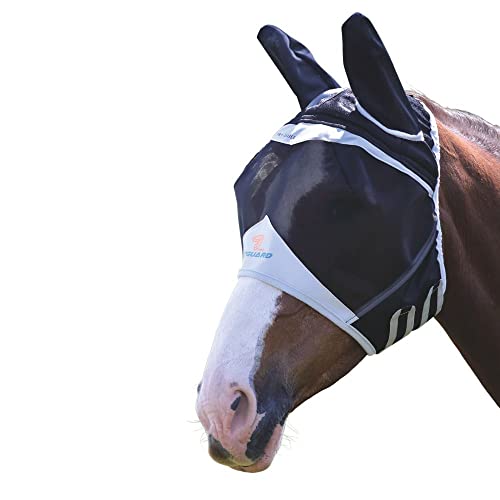 Fly Guard Fine Mesh Horse Fly Mask with Ears (Black, Full)