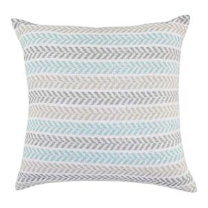 LR Resources Amelia Pillow, 18" x 18", Turquoise/Gray