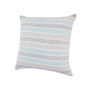 LR Resources Amelia Pillow, 18" x 18", Turquoise/Gray