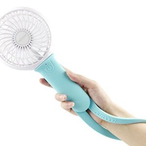 Momoday Mini Air Cool Fan Multi-function Personal Rechargeable USB hanging Handheld with LED Light Portable Cool Student Fan 3 Speeds Powered by Battery/USB for Home Office Outdoor and Travel (Blue)