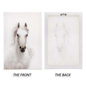 SUMGAR Modern Wall Art Bedroom Black and White Horse Pictures Office Farmhouse Animal Canvas Paintings Contemporary Prints Framed Artwork Living Room Home Decorations Gifts,16x24 inch