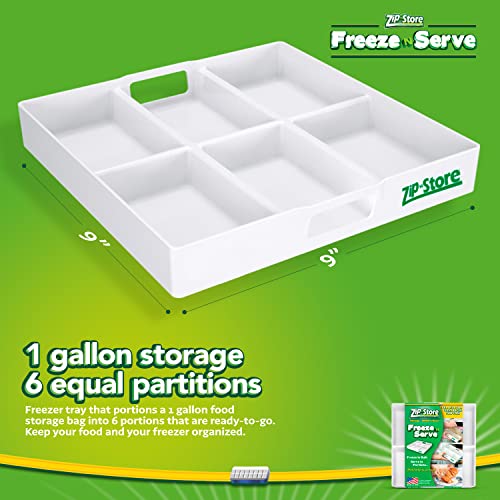 Zip n Store - Freeze n Serve - Organize Your Freezer - Freeze In Bulk, Serve In Portions, Perfect For Meal Prep + Portion Control + Organization, Freeze Leftovers, Like An Icecube Tray For Food