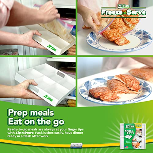 Zip n Store - Freeze n Serve - Organize Your Freezer - Freeze In Bulk, Serve In Portions, Perfect For Meal Prep + Portion Control + Organization, Freeze Leftovers, Like An Icecube Tray For Food