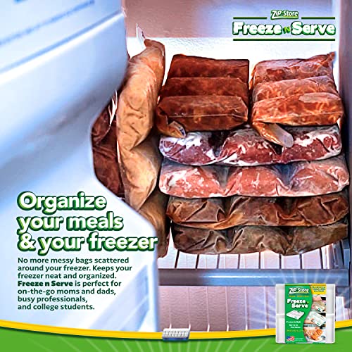 Zip n Store - Freeze n Serve - Organize Your Freezer - Freeze In Bulk, Serve In Portions, Perfect For Meal Prep + Portion Control + Organization, Freeze Leftovers, Like An Icecube Tray For Food