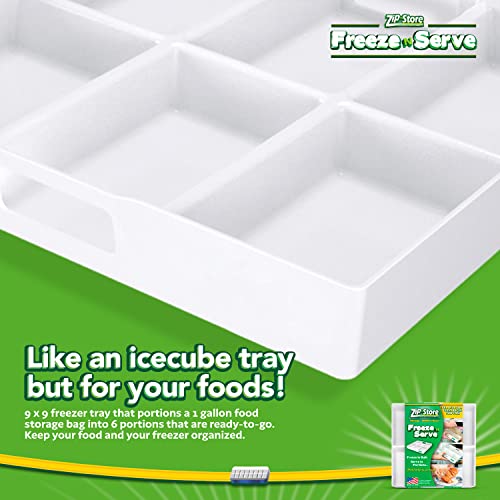 Zip n Store - Freeze n Serve - Organize Your Freezer - Freeze In Bulk, Serve In Portions, Perfect For Meal Prep + Portion Control + Organization, Freeze Leftovers, Like An Icecube Tray For Food