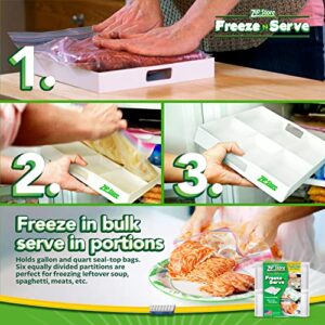 Zip n Store - Freeze n Serve - Organize Your Freezer - Freeze In Bulk, Serve In Portions, Perfect For Meal Prep + Portion Control + Organization, Freeze Leftovers, Like An Icecube Tray For Food