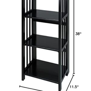 Casual Home 3-Shelf Folding Bookcase, 14" Wide, Black