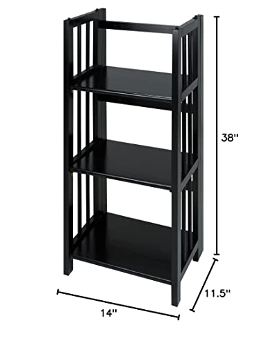 Casual Home 3-Shelf Folding Bookcase, 14" Wide, Black