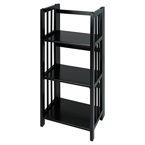 Casual Home 3-Shelf Folding Bookcase, 14" Wide, Black