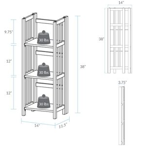 Casual Home 3-Shelf Folding Bookcase, 14" Wide, Black