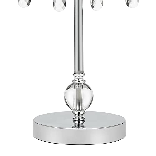 Catalina Lighting Glam Chandelier Table Lamp with Dazzling Clear Beads & Organza Pleated Shade, 23", Chrome