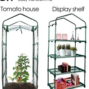 Worth Garden 4 Tier Mini Greenhouse - 63'' H x 27'' L x 19'' W - Sturdy Portable Gardening Shelves with PVC Cover - Small Green House Use in Indoor & Outdoor for Plants Flowers