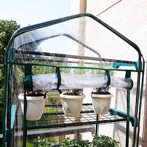 Worth Garden 4 Tier Mini Greenhouse - 63'' H x 27'' L x 19'' W - Sturdy Portable Gardening Shelves with PVC Cover - Small Green House Use in Indoor & Outdoor for Plants Flowers