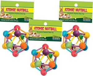 (3 pack) ware manufacturing wood atomic nut ball pet toys for small pets - large