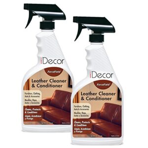 forcefield leather cleaner & conditioner (for leather furniture, accessories, shoes, leather handbags, auto interiors) cleans stains & dirt (not for suede or nubuck) (set of 2-22 oz. sprays)