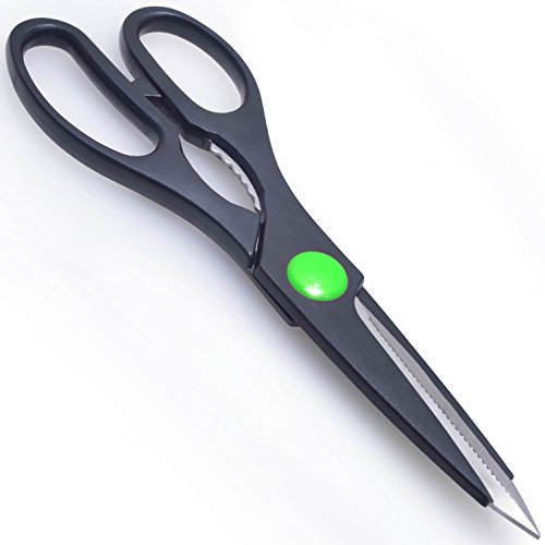 Multi-Purpose Kitchen Shears (Smooth Cutting Technology) 8" Stainless Steel Cooking Scissors w/Nut Cracker Handle - Incredibly Sharp - Perfect for Cutting Meat, Herbs, Vegetables, Poultry, and Nuts