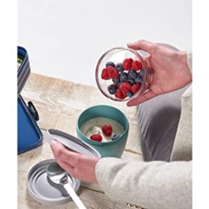 Mepal, Lunchpot with 2 Interchangeable Lids, a Detachable Small Storage Container for Nuts or Fruit, Portable, BPA Free, Nordic Denim, 4 inch Diameter, 1 Count