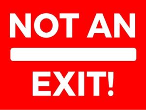 "not an exit" sign! no exit decal set of 2 self adhesive sticker signs (7.5"x10")