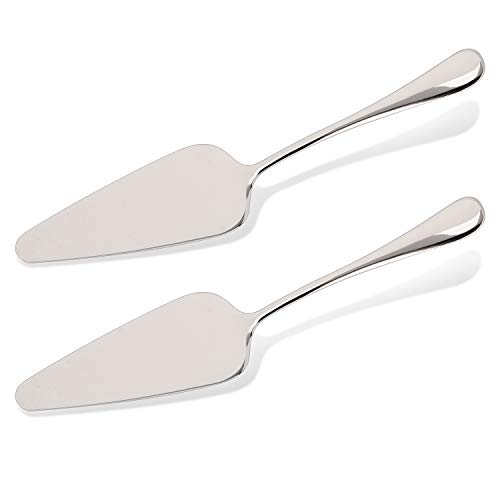 KSENDALO Pie Servers Set of 2, Stainless Steel Dessert Pastry Pie Cake Servers for Celebration Party Wedding Home or More, Silver (7.9inch)