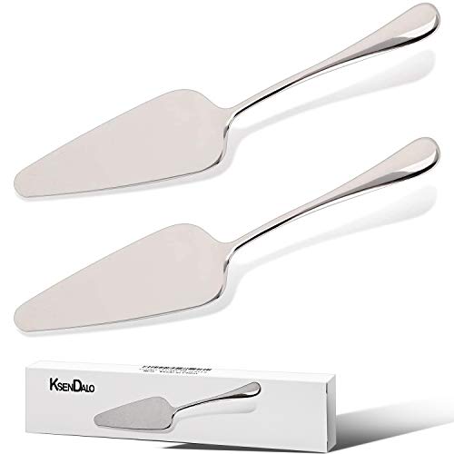 KSENDALO Pie Servers Set of 2, Stainless Steel Dessert Pastry Pie Cake Servers for Celebration Party Wedding Home or More, Silver (7.9inch)