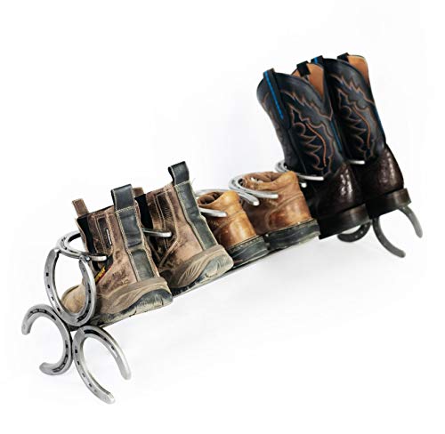 Rustic Horseshoe Boot Rack - 1 Pair, 2 Pairs, 3 Pairs, and 4 Pairs - The Heritage Forge