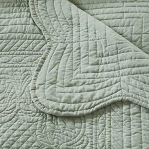 Madison Park Madison Park Luxe Quilted Throw Blanket - Damask Stitching Design, Cotton Filled Spread, Ultra Soft, Cozy Bedding for Living Room Couch, Sofa, Bed, 60x72", Scalloped Borders Seafoam