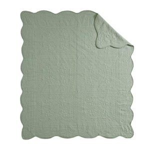 Madison Park Madison Park Luxe Quilted Throw Blanket - Damask Stitching Design, Cotton Filled Spread, Ultra Soft, Cozy Bedding for Living Room Couch, Sofa, Bed, 60x72", Scalloped Borders Seafoam