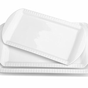 LIFVER Large Serving Platter Set, 16"/14"/12" 3-Piece White Porcelain Platters for Food, Serving Dishes Oven Safe Dinner Plates, Serving Trays Perfect for Entertaining and Appetizers