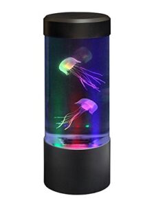 playlearn mini jellyfish lamp with 5 color settings – round desktop aquarium mood lamp - battery powered