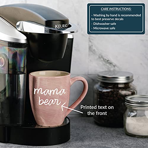 Mom Life Mama Bear Pink Large 20 oz Ceramic Coffee Mug Tea Cup, Pink