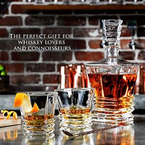 27oz Whiskey Decanter Set & Glass Set – Premium Crystal Liquor Decanter for Scotch, Bourbon, Whisky, Cognac, Tequila – Luxurious Glass Decanter Sets for Men & Women