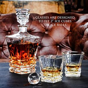 27oz Whiskey Decanter Set & Glass Set – Premium Crystal Liquor Decanter for Scotch, Bourbon, Whisky, Cognac, Tequila – Luxurious Glass Decanter Sets for Men & Women