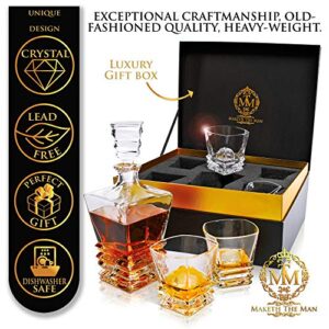 27oz Whiskey Decanter Set & Glass Set – Premium Crystal Liquor Decanter for Scotch, Bourbon, Whisky, Cognac, Tequila – Luxurious Glass Decanter Sets for Men & Women