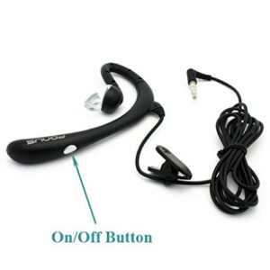 Wired Headset Mono Hands-Free Earphone 3.5mm Headphone Earpiece Boom Microphone Single Earbud [Black] for MetroPCS LG Aristo - MetroPCS LG G Stylo - MetroPCS LG K10 - MetroPCS LG K7